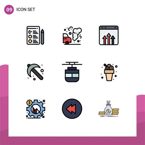 9 Thematic Vector Filledline Flat Colors And Editable Symbols Of