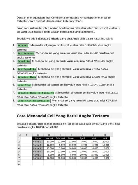 Dengan Menggunakan Fitur Conditional Formatting Anda Dapat Menandai Sel Tertentu Secara Otomatis