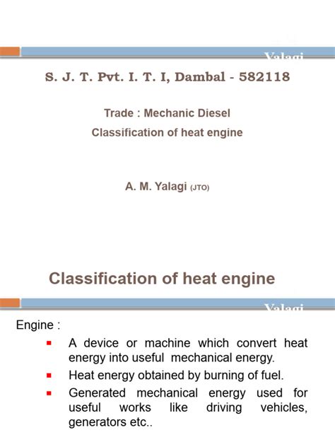 1 Classification Of Engines Pdf Internal Combustion Engine Engines