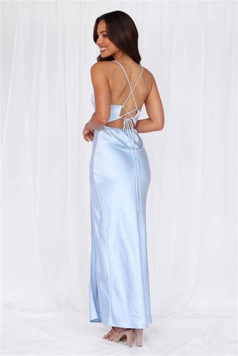 Hello Molly The Sophia Satin Maxi Dress Blue Hello Molly