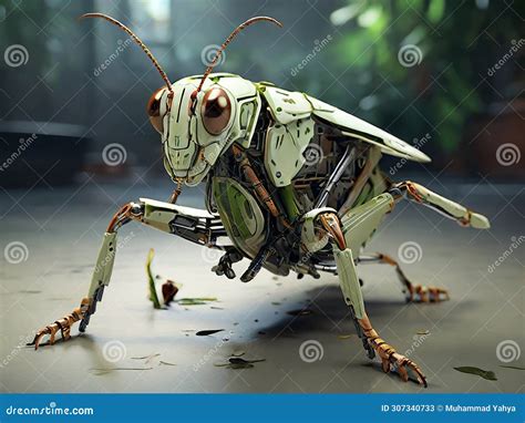 Grasshopper Robot With Detail And Blurred Background Stock Illustration