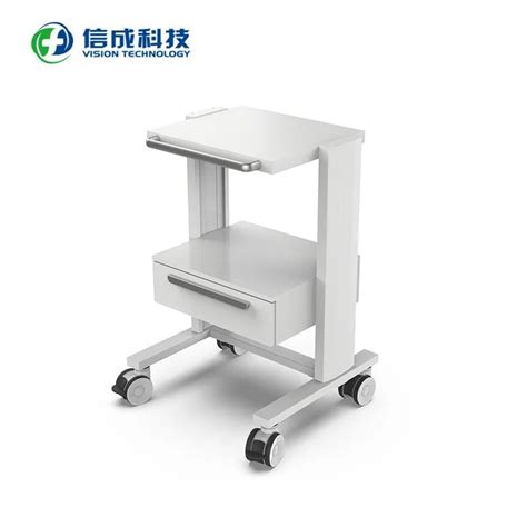 Hospital Table Laptop Endoscopy Workstation Mobile Trolley With Drawer
