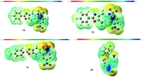 Maps Of Molecular Electrostatic Potentials Mep Of Compounds 1a D