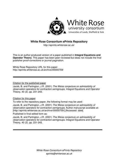 Pdf The Weiss Conjecture On Admissibility Of Observation Operators For Contraction Semigroups