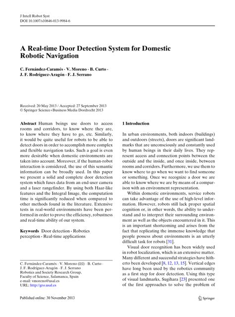 Pdf A Real Time Door Detection System For Domestic Robotic Navigation