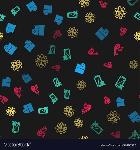 Set Line Database Server Service Smartphone Vector Image
