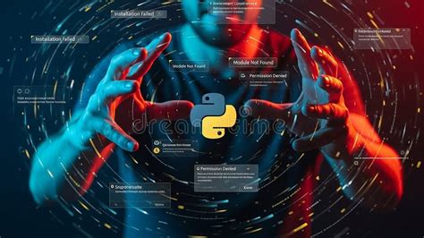 Python Programming Language Concept With Hands Stock Illustration