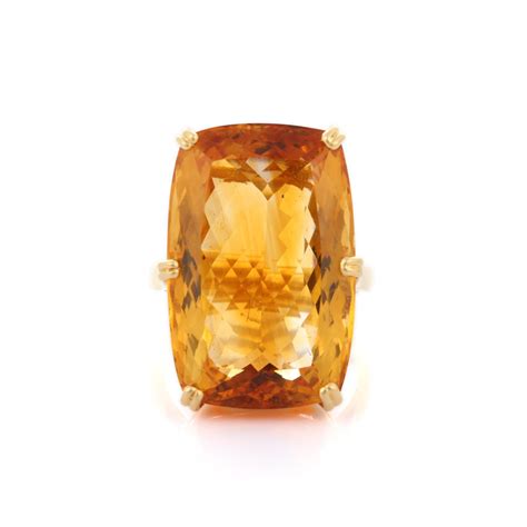 Customizable 288 Ct Cushion Cut Citrine Gemstone Cocktail Ring In 18k