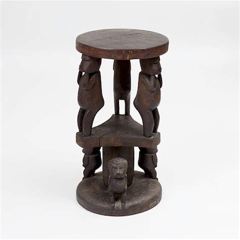 Trobriand Islands Carved Hardwood Two Tiered Figural Table Sold At