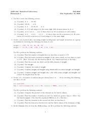 AMS394 HW1 Fall2023 1 Pdf AMS 394 Statistical Laboratory Homework 1 Fall 2023 Due September