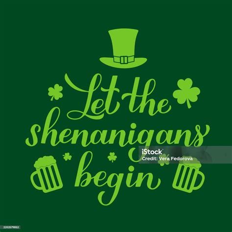 속임수가 서예 손글씨를 시작하게 하십시오 재미 성 패트릭 데이 따옴표 타이포그래피 포스터 인사말 카드 배너 전단지 등을 위한 벡터 템플릿 St Patricks Day에