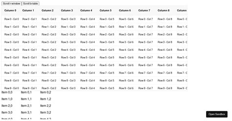 Scroll To Row Base Table Codesandbox