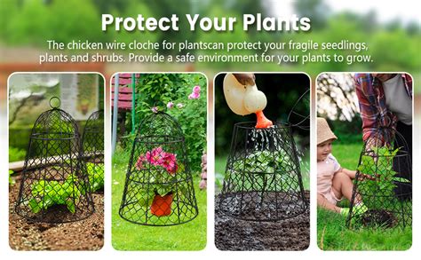 6 Pcs Garden Cloches For Plants Metal Extra Large Chicken