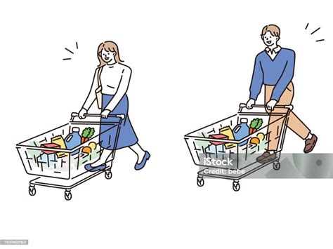 쇼핑 쇼핑 일러스트의 쇼핑 일러스트 판매 대량 구매 일용품 슈퍼마켓 카트 쇼핑에 대한 스톡 벡터 아트 및 기타 이미지 Istock