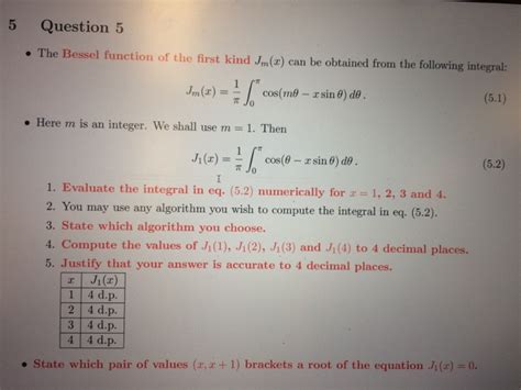 Solved 5 Question 5 The Bessel Function Of The First Kind