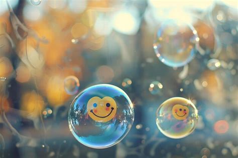 Premium Photo Portrait Of Floating Bubbles Smiling Faces