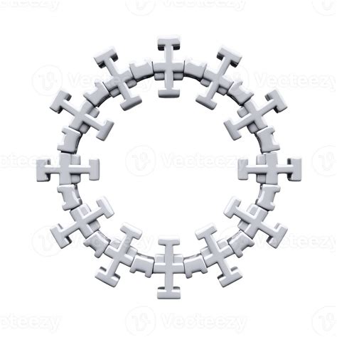 Circular Arrangement Of Interconnected White Geometric Shapes Forms Symmetrical Pattern