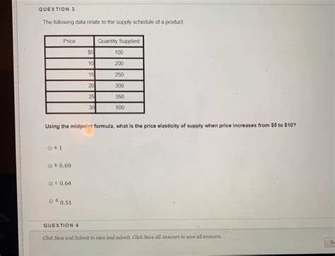 solved question 3 the following data relate to the supply