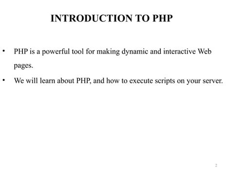 Lecture Introduction To PHP And Mysql Pptx