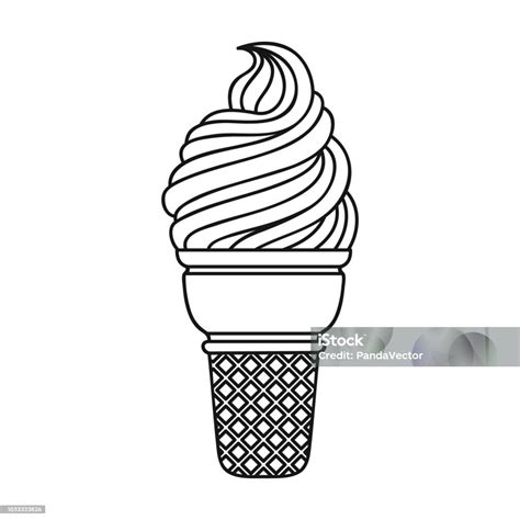 아이스크림 와플 컵 아이콘 개요 스타일 흰색 배경에 고립에서 아이스크림 기호 스톡 벡터 일러스트 레이 션 웹 0명에 대한 스톡 벡터 아트 및 기타 이미지 Istock