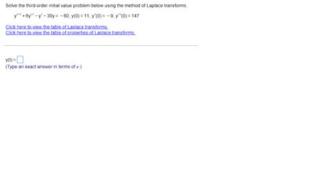 Solved Solve The Third Order Initial Value Problem Below