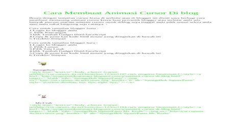 Docx Cara Membuat Animasi Cursor Di Blog Docx Dokumen Tips