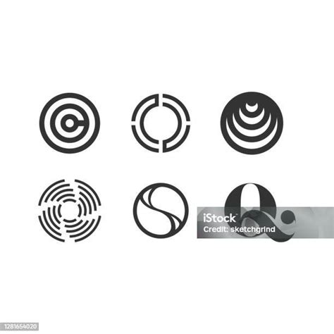 서클 링 로고 세트 컬렉션 기하학적 추상선 아트 어스 구 원형 회전 스핀 비즈니스 파이낸스 글로벌 직물에 대한 스톡 벡터 아트