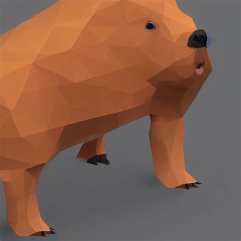 Low Polygon Render Of A Capybara On A White Backround Isometric