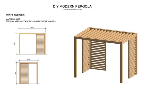 Step By Step Diy Modern Pergola Building Plans Etsy