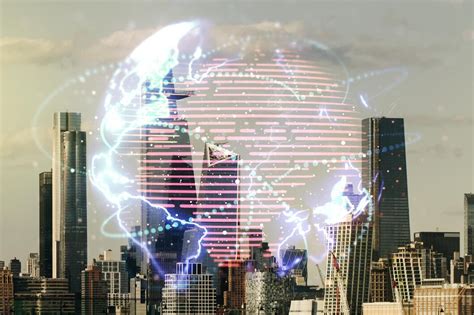 Premium Photo Double Exposure Of Abstract Digital World Map Hologram With Connections On