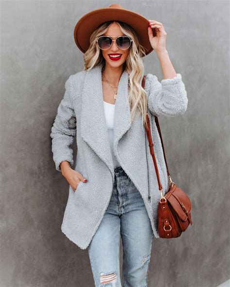 Alton Pocketed Teddy Jacket Grey Final Sale Clothes For Women