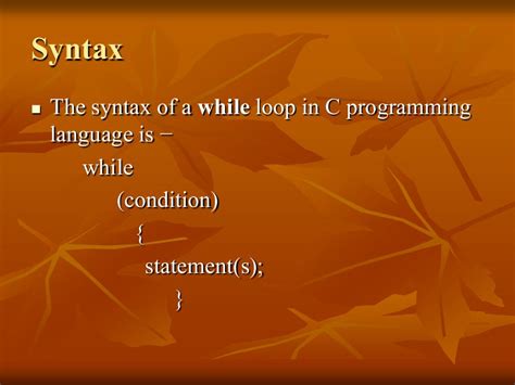 The C Programming Language While Loop Powerpoint Slides Learnpick