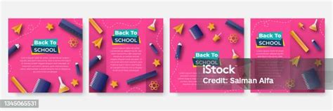 소셜 미디어 게시물 사각 프레임 소셜 미디어 학교 코스 광고 및 비즈니스 홍보 신선한 디자인에 대한 편집 가능한 템플릿 세트