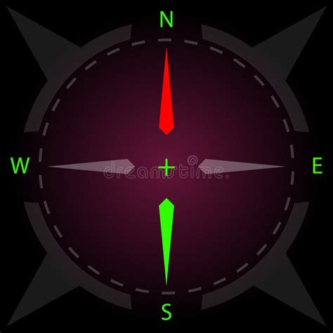 Compass Display Compass With Illumination Vector Illustration Stock