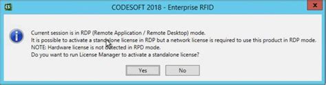 Current Session Is In Rdp Remote Application Remote Desktop Mode Codesoft Error