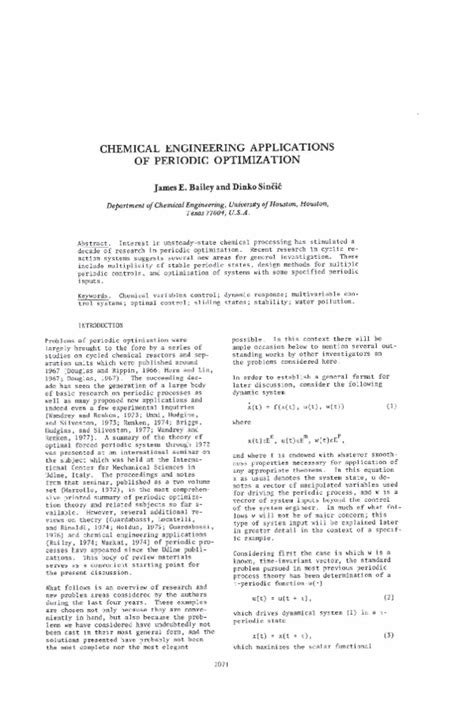 Pdf Chemical Engineering Applications Of Periodic Optimization