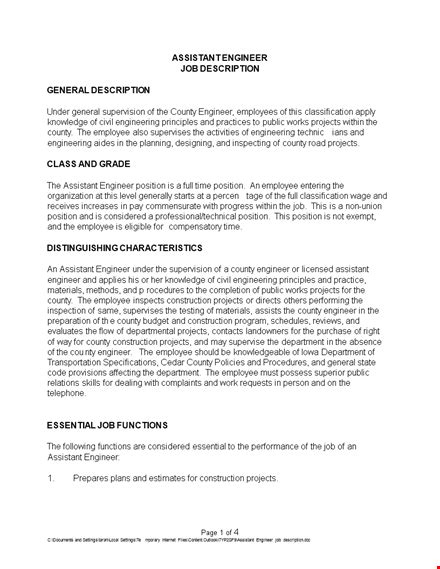 Engineer Assistant Job Description Projects Employee Engineering