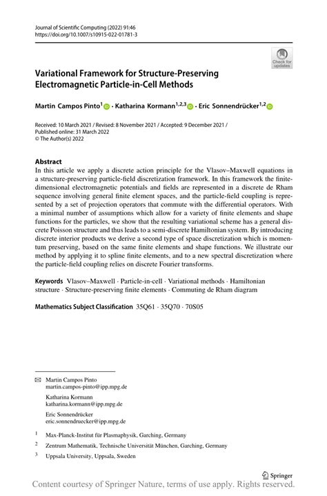 Pdf Variational Framework For Structure Preserving Electromagnetic