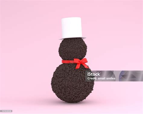 눈사람 만든 파스텔 핑크 컬러 바탕에 초콜릿 개념 최소한의 연말과 겨울 개념입니다 축제 또는 크리스마스 축 하 파티에 대 한 창의적 눈사람에 대한 스톡 사진 및 기타 이미지