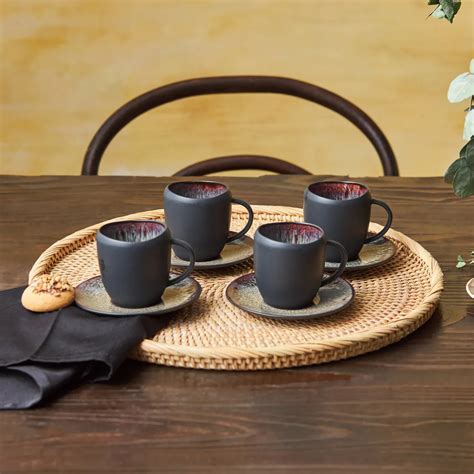 Karaca Galactic 8 Piece Reactive Espresso Turkish Coffee Cup Set For 4