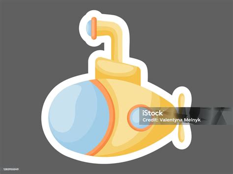 노트북 카드 초대장의 디자인을위한 잠망경만화 노란색 잠수함 만화 이미지로 장식 된 귀여운 스티커 템플릿 플랫 만화 다채로운 벡터 스톡 일러스트 0명에 대한 스톡 벡터 아트