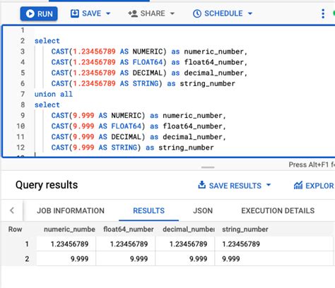 Bigquery Numeric And Decimal Typed Columns Not Returning From Queries