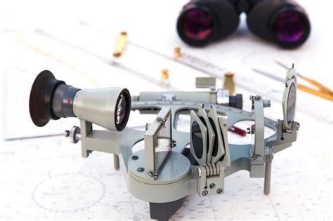 Premium Photo Navigation Tools Are On The Navigation Map Sextant Plotter Divider Ruler And