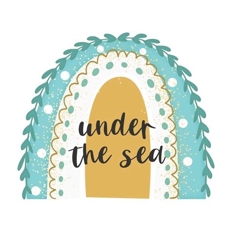 무지개에 대한 바다 인용문 아래 여름 벡터 일러스트입니다 프리미엄 벡터