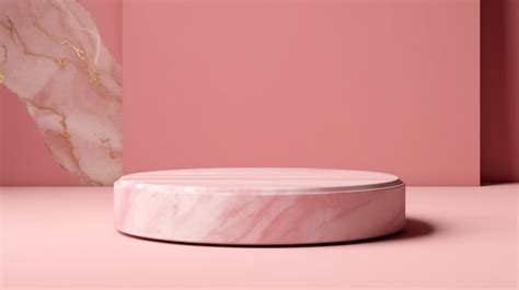 3d Rendering Of A Beautiful Stage Platform With Soft Pink And Marble