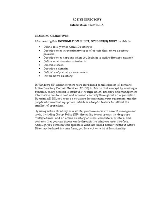 3 1 4 installing active directory pdf pdf active directory domain
