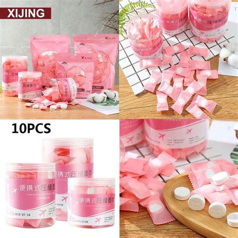 Sanhe 10ชิ้น เซ็ตผ้าเช็ดตัวอัดแบบใช้แล้วทิ้งเดินทางผ้าขนหนูใบหน้าแบบพกพาผ้าขนหนูทรงสี่เหลี่ยม