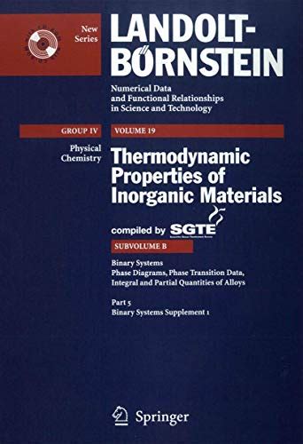 Thermodynamic Properties Of Inorganic Materials Binary Systems Binary
