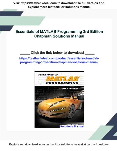 Essentials Of Matlab Programming 3rd Edition Chapman Solutions Manual Pdf