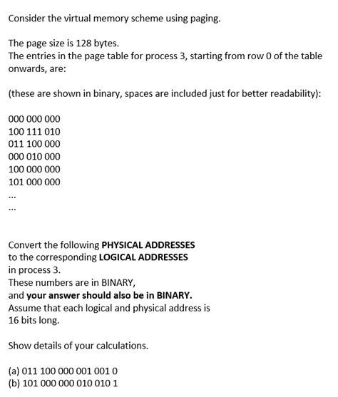 solved consider the virtual memory scheme using paging the